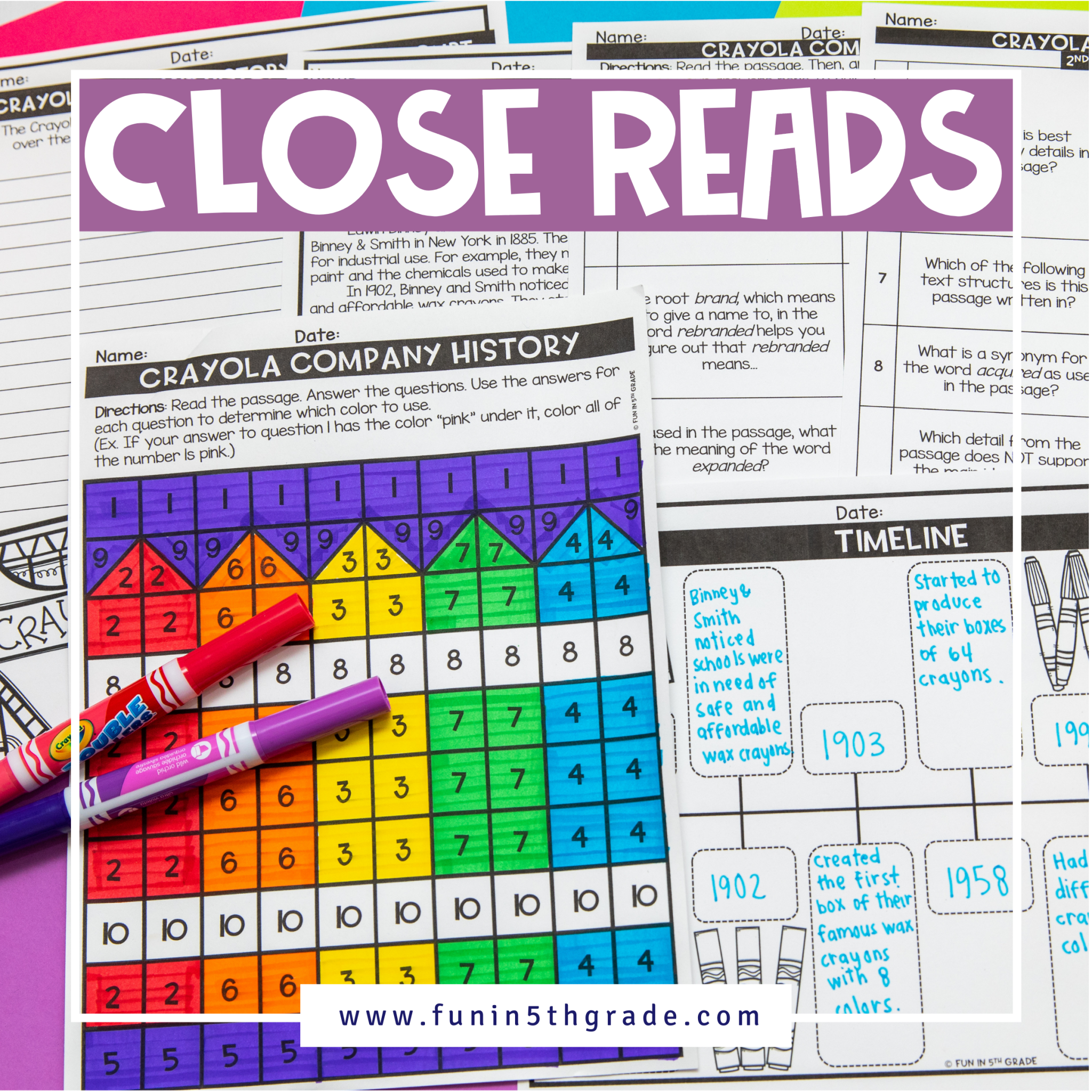 5 Ways to use our Crayon-Themed Close Reading Freebie! - Fun in 5th ...