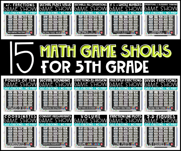 The Category is...MATH. 15 Math Game Shows for 5th Graders - Fun in 5th ...