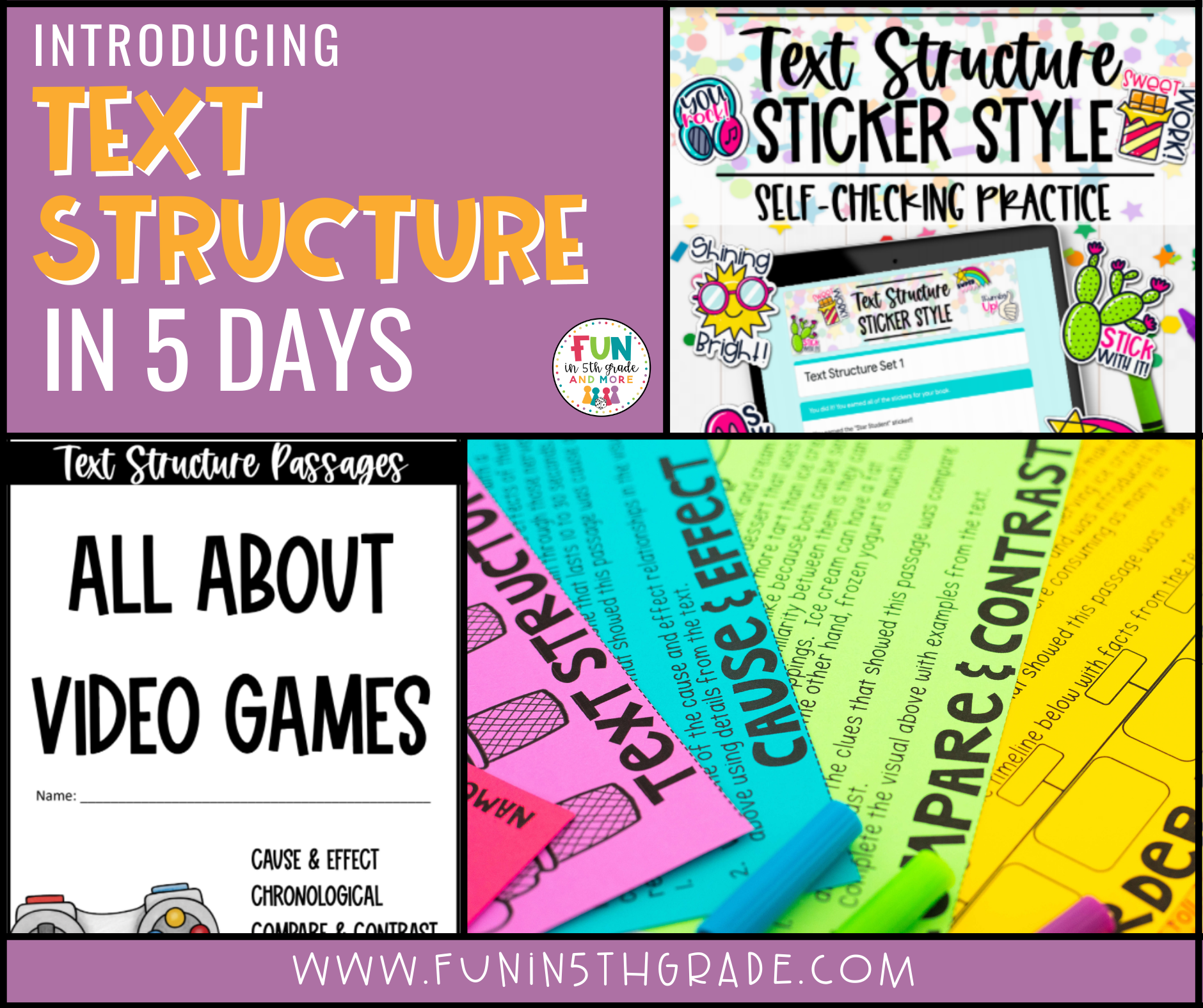 Introducing Text Structure in 5 Days - Fun in 5th Grade & MORE