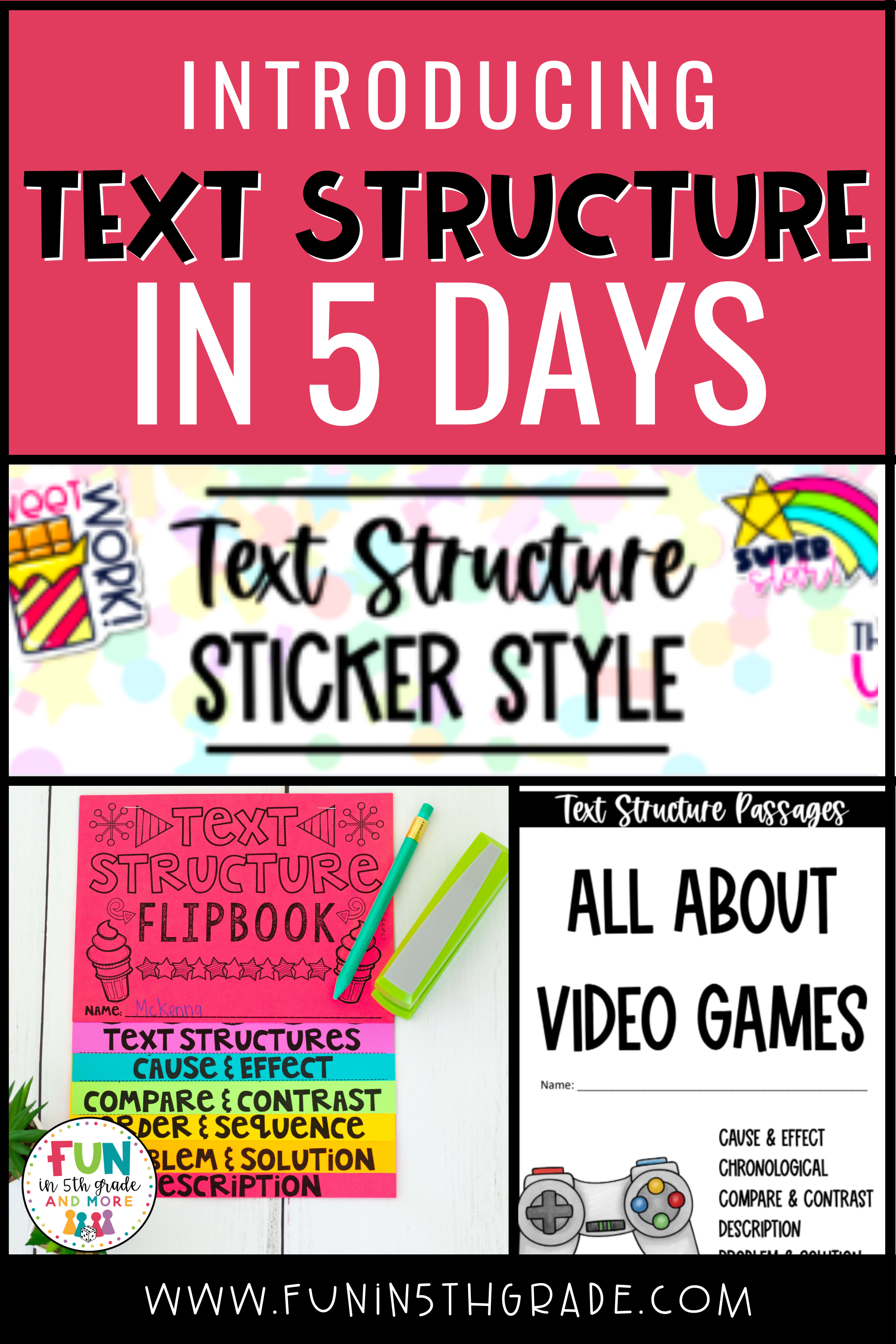 Introducing Text Structure in 5 Days - Fun in 5th Grade & MORE