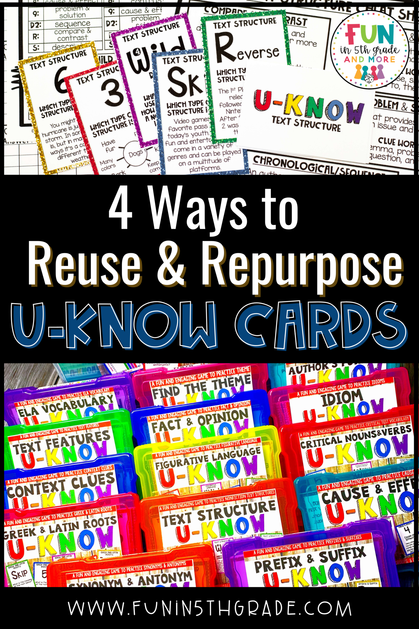 4 Ways to Reuse and Repurpose U-Know Cards - Fun in 5th Grade & MORE