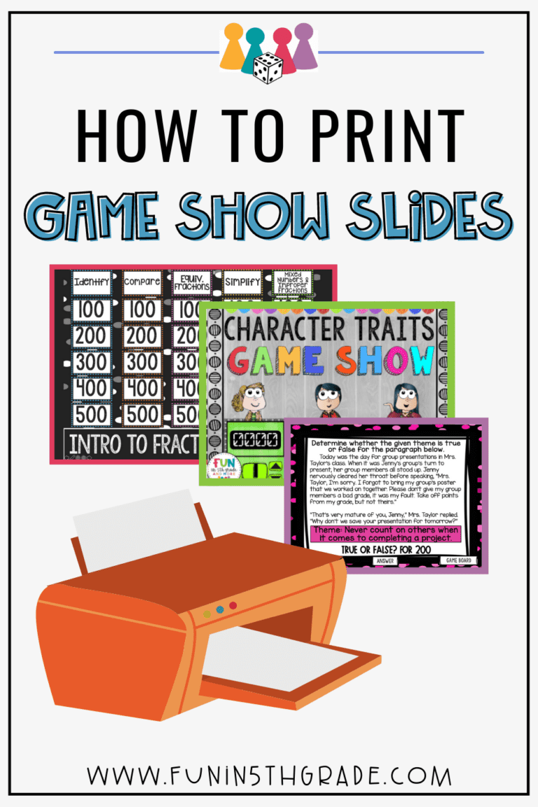 How to Print Game Show Slides - Fun in 5th Grade & MORE