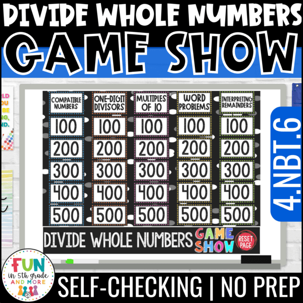 Divide Whole Numbers Game Show | 4th Grade Math Test Prep 4.NBT.6 - Fun ...