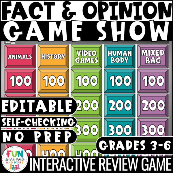 7 Fact and Opinion Games for the Upper Elementary Classroom - Fun in ...