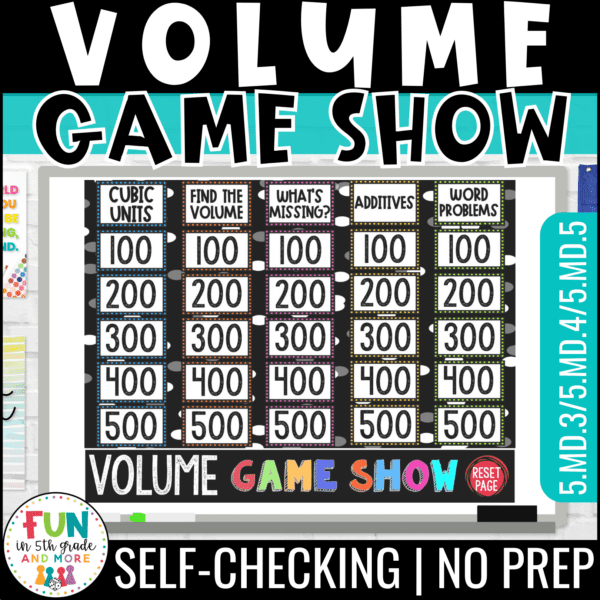 Volume Game Show 5th Grade Math Test Prep Review Game | 5.MD.3 5.MD.4 5 ...