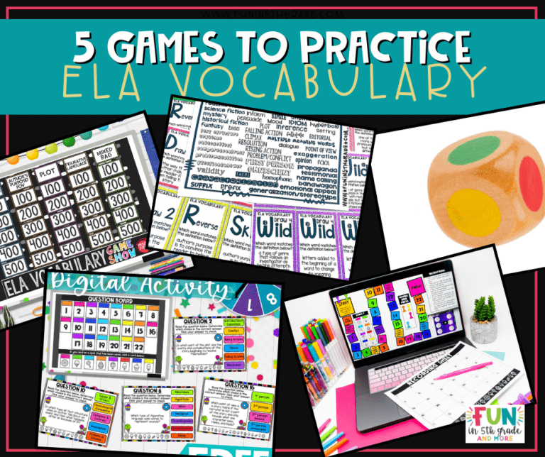 Games to Practice ELA Vocabulary - Fun in 5th Grade & MORE