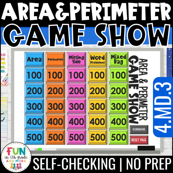 Area and Perimeter Game Show | 4th Grade Math Review Game 4.MD.3 - Fun ...