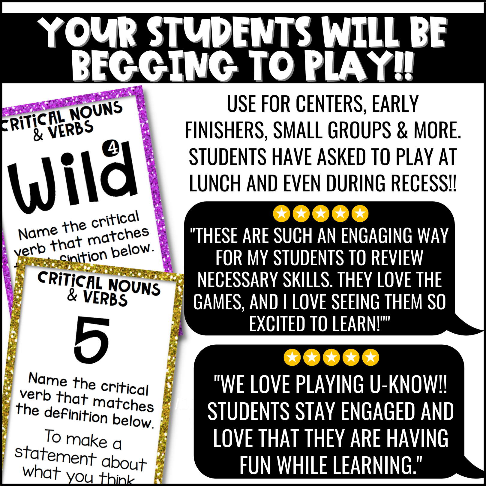 Critical Nouns and Verbs Review Game - U-Know Test Prep Review ...