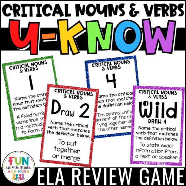 Critical Nouns and Verbs Review Game - U-Know Test Prep Review ...