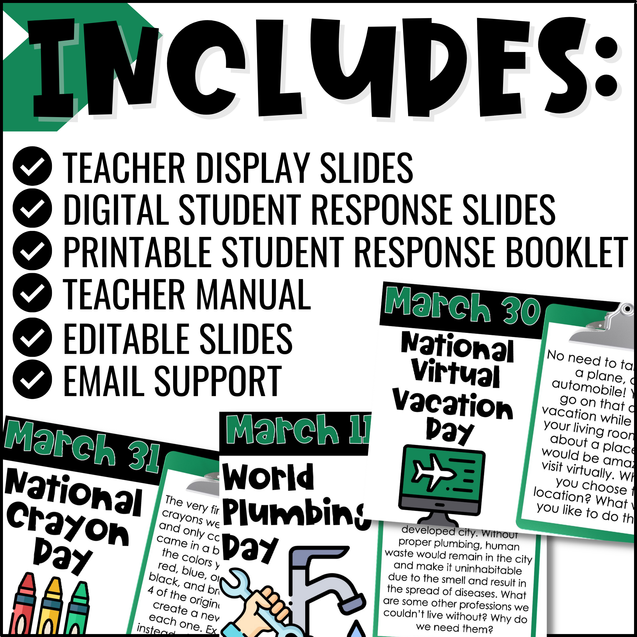 March Daily Writing Prompts - Holiday of the Day Writing Prompts - Fun ...