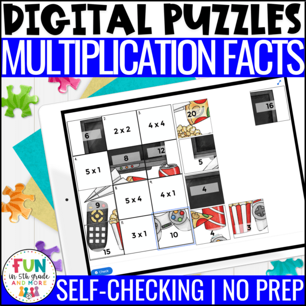Multiplication Facts Math Puzzles - Digital Math Fact Practice - Fun in ...