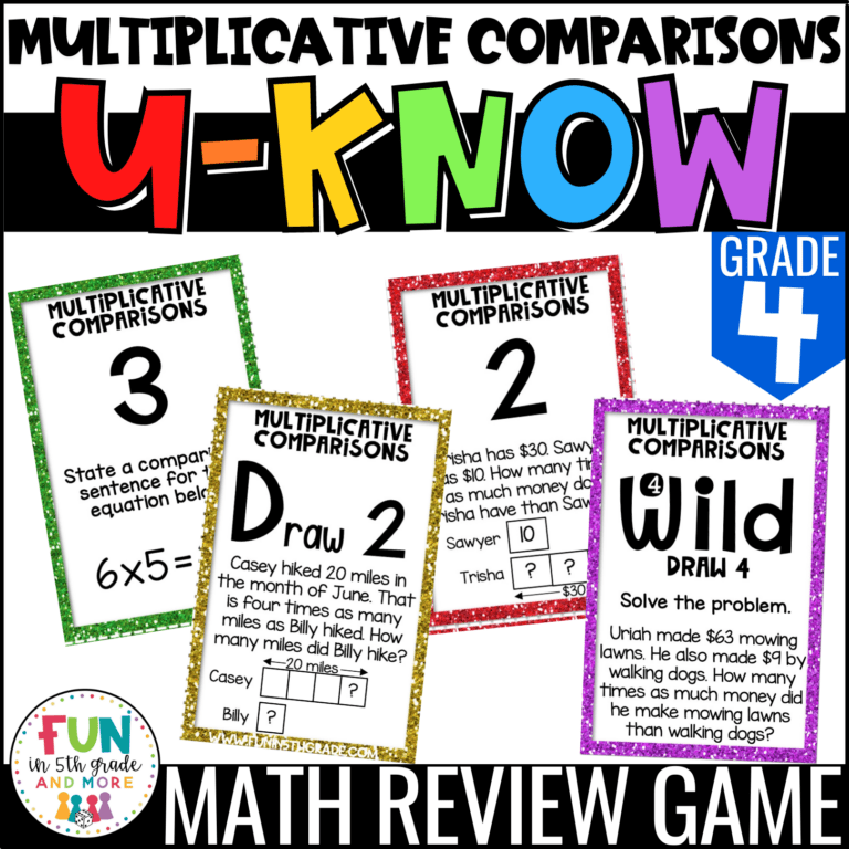 Multiplicative Comparisons Game - U-Know Math Review Game for 4th Grade ...