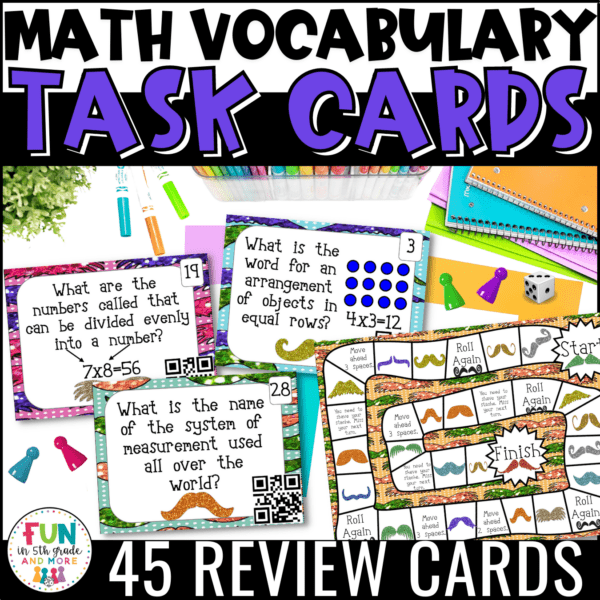 Vocabulary Practice: Math with QR Codes - Fun in 5th Grade & MORE