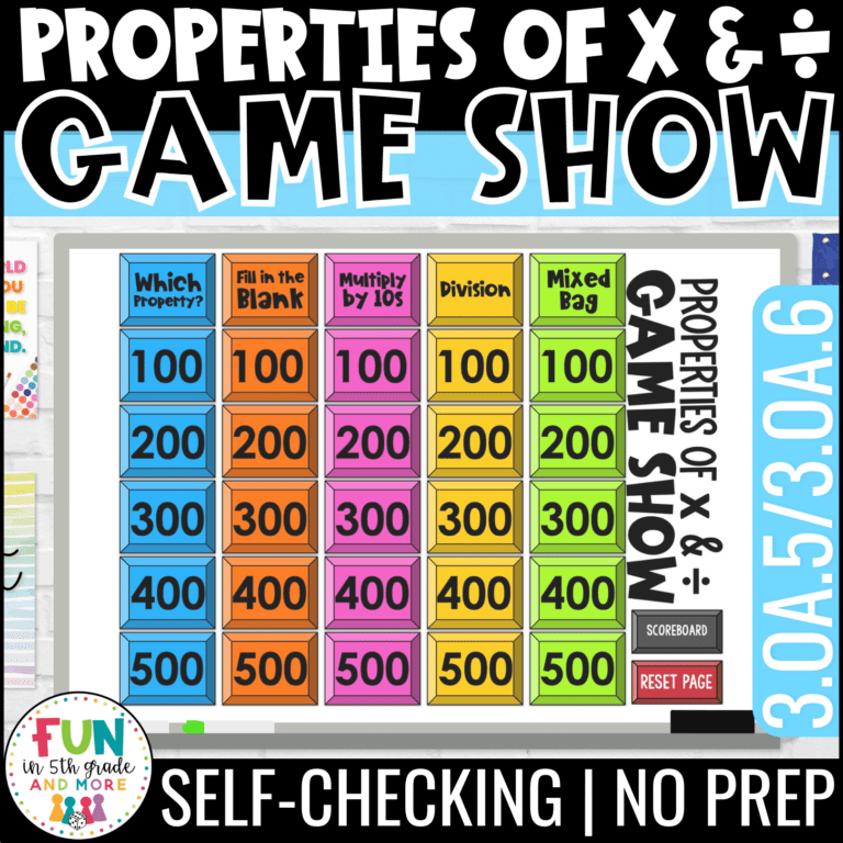 Properties of Multiplication and Division Game Show for 3rd Grade Math ...