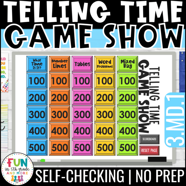 Telling Time Game Show for 3rd Grade Math Review - Fun in 5th Grade & MORE